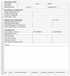 Level Instrument Datasheet - EnggCyclopedia